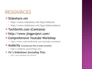 Slidecasting (Fall 2008 SPH Workshop) | PPT | Digital Audio | Computer Software and Applications
