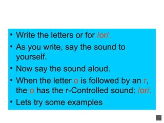 Blending Words With r-Controlled | PPT
