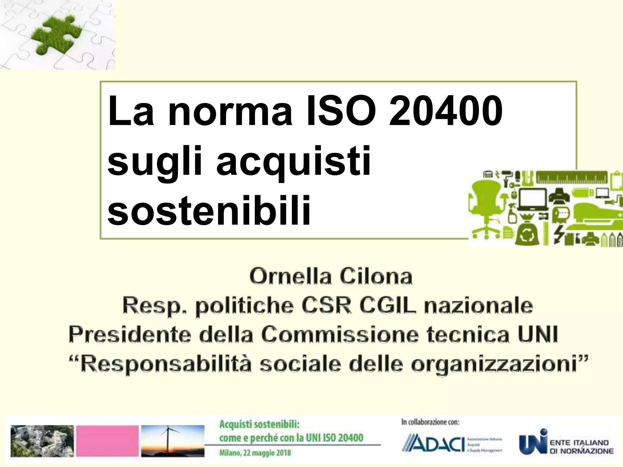 La norma ISO 20400 sugli acquisti sostenibili | PPTX