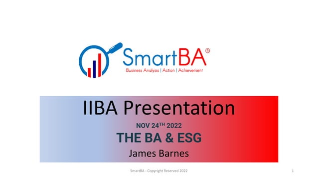 BA VALUE FOR AN ESG FRAMEWORK FOR A SUSTAINABLE BUSINESS MODEL IIBA | PPT