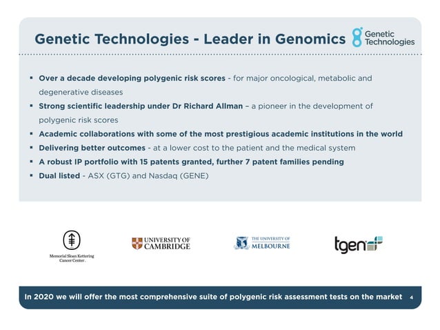 Genetic Technologies Biotech Showcase Presentation - December | PPT