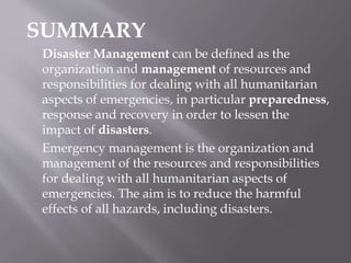 Slide disaster managment | PPT