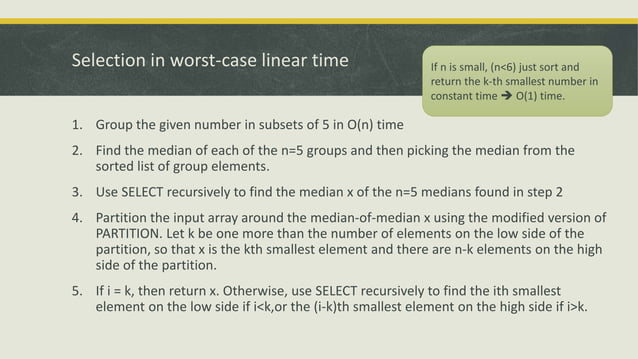 Medians and Order Statistics | PPTX
