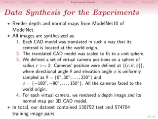 Deep Convolutional 3D Object Classification from a Single Depth Image and Its Normal Map | PPT