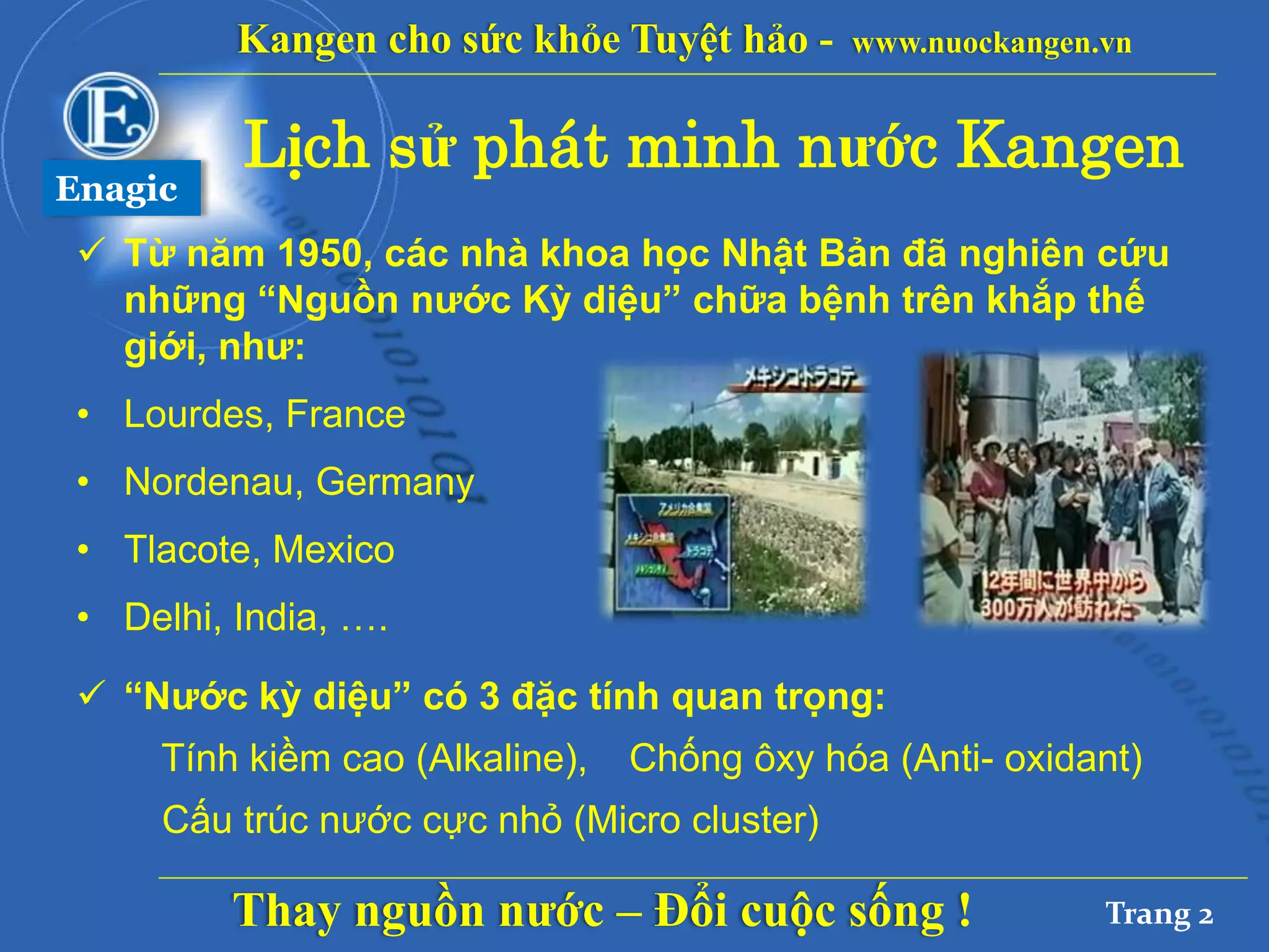 Nuoc Kangen cho suc khoe- Alkaline Ionized Water from Enagic- Japan | PPTX