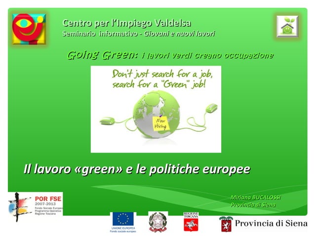 Il lavoro "green" e le politiche europee | PPT