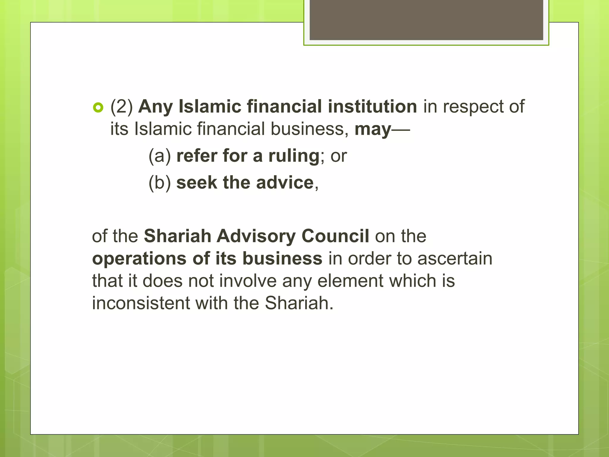 ROLE OF SYARIAH ADVISORY COUNCIL (SAC) | PPTX