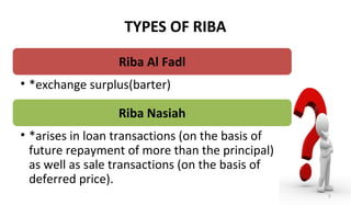 PROHIBITION OF RIBA IN ISLAMIC COUNTRY | PPT