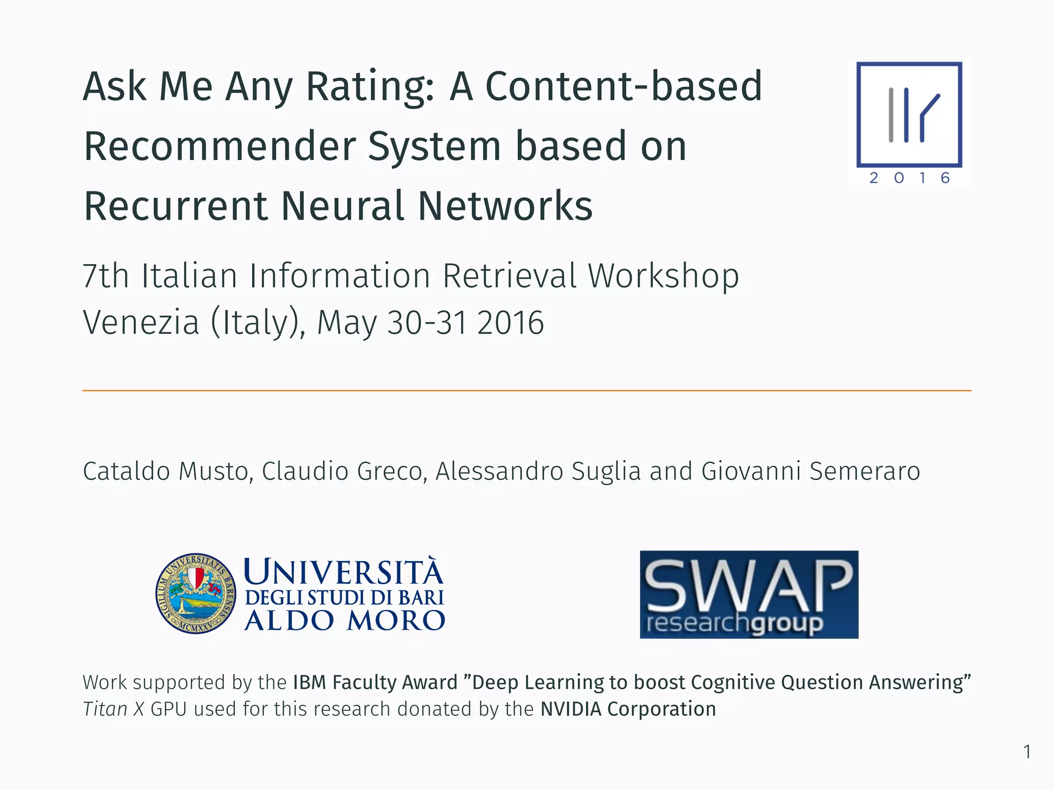 Ask Me Any Rating: A Content-based Recommender System based on ...