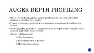 Instrumentation presentation - Auger Electron Spectroscopy (AES) | PPTX