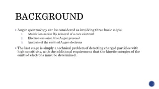 Instrumentation presentation - Auger Electron Spectroscopy (AES) | PPTX
