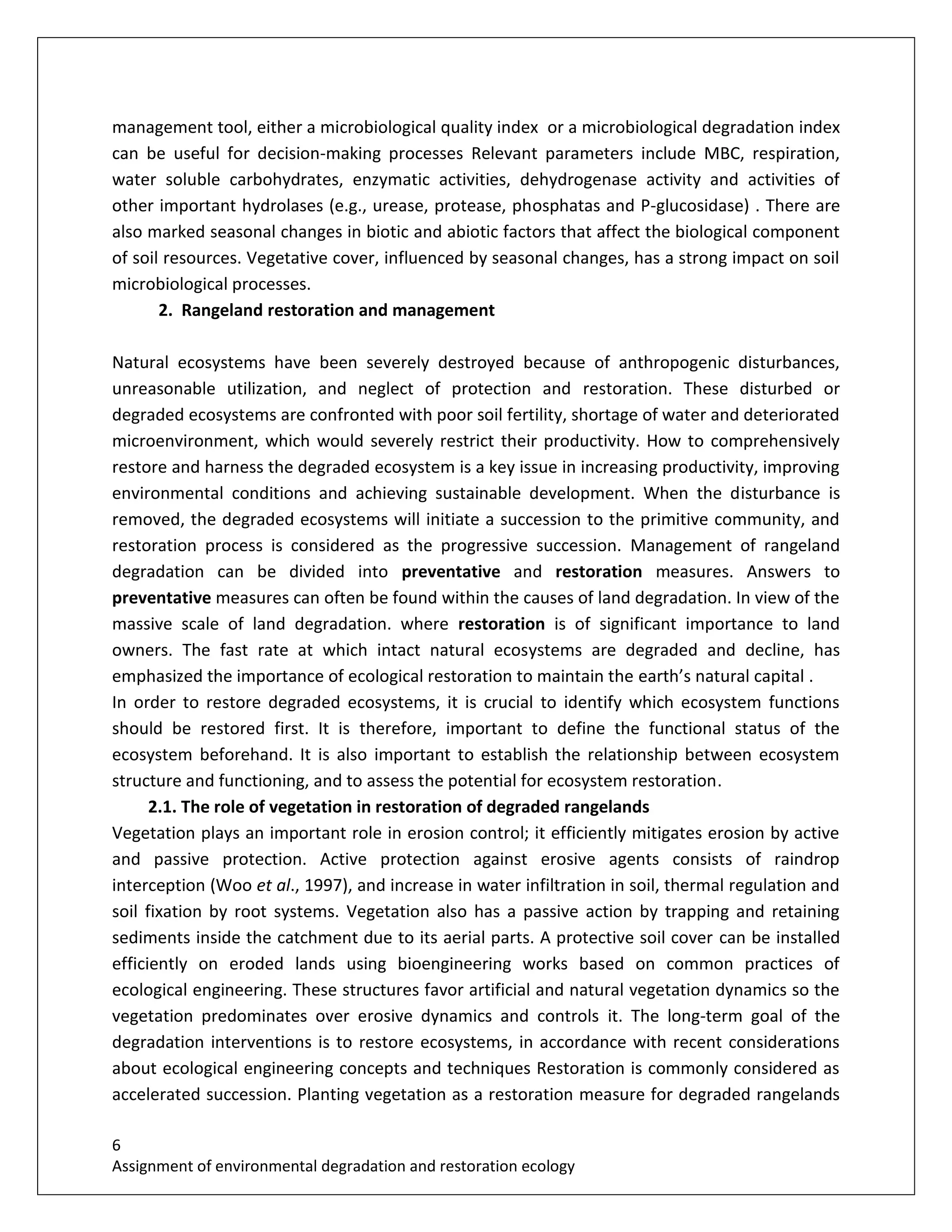 ecological restoration assignment | PDF