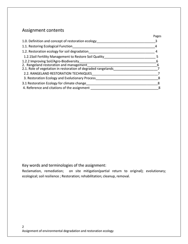 ecological restoration assignment | PDF