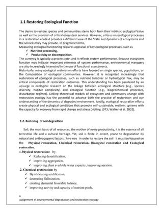 ecological restoration assignment | PDF