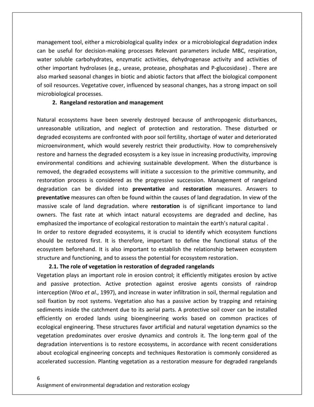 ecological restoration assignment | PDF