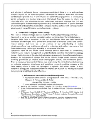 ecological restoration assignment | PDF