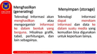 Pertemuan 1 - Komponen dan Fungsi Teknologi Informasi | PPTX