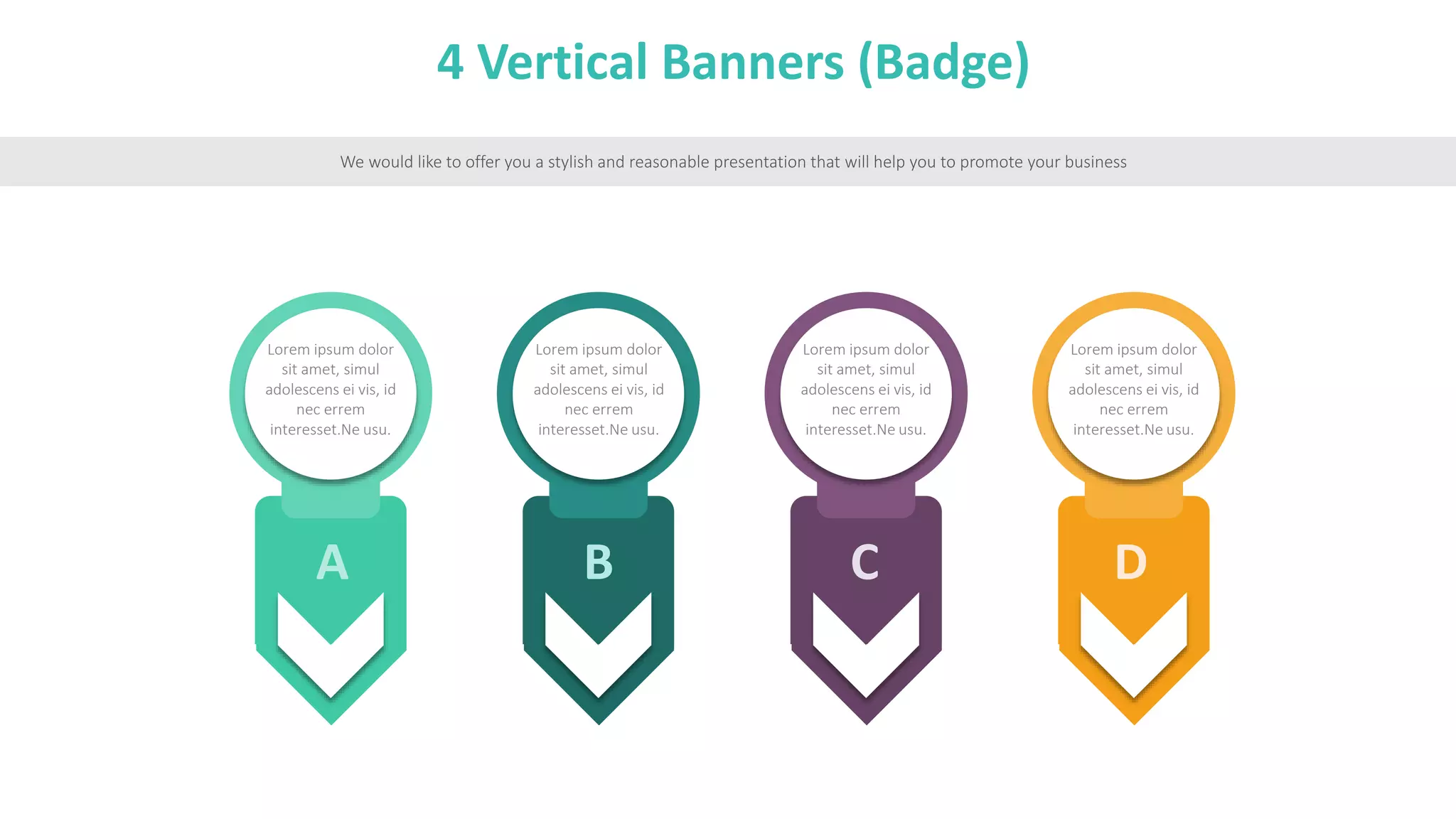 4 Vertical Banners Diagram (Badge) | PPTX