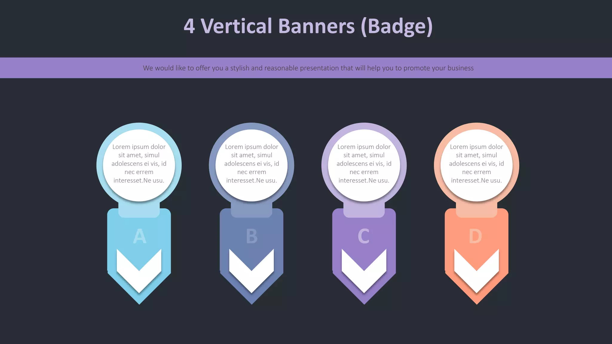 4 Vertical Banners Diagram (Badge) | PPTX