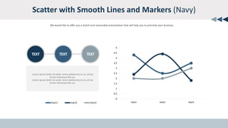 Scatter with Smooth Lines and Markers (Navy) chart | PPTX