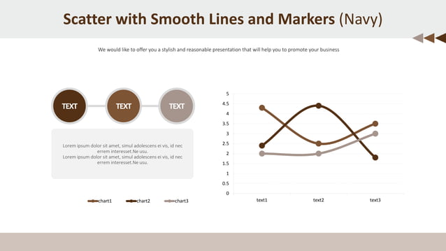 Scatter with Smooth Lines and Markers (Navy) chart | PPTX