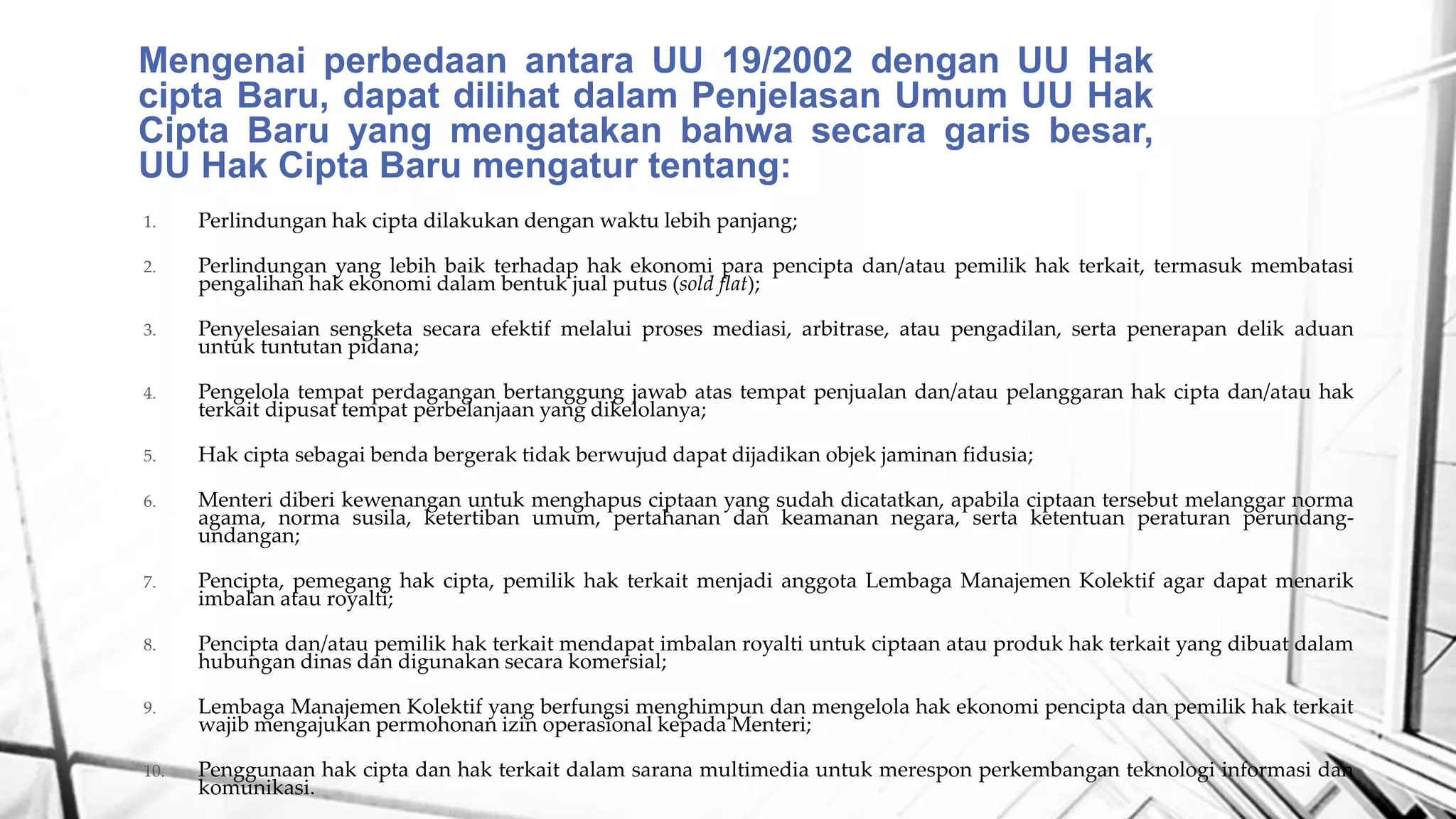 Slide mengenai hak cipta universitas dirgantara marsekal suryadarma | PPTX
