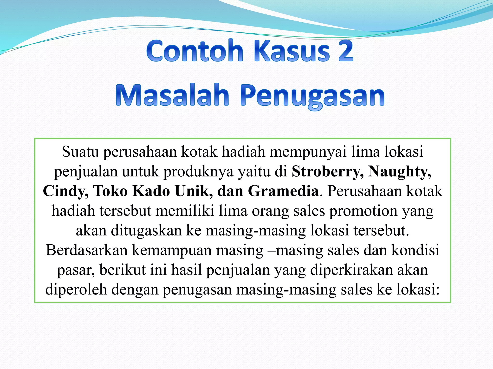 PENYELESAIAN MASALAH PENUGASAN DENGAN METODE HUNGARIAN | PPTX