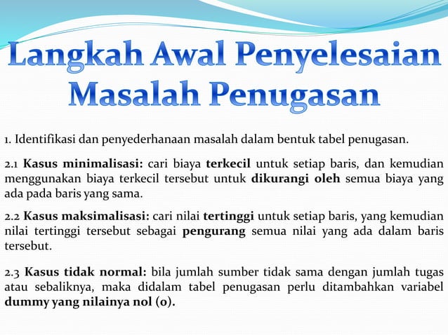 PENYELESAIAN MASALAH PENUGASAN DENGAN METODE HUNGARIAN | PPTX