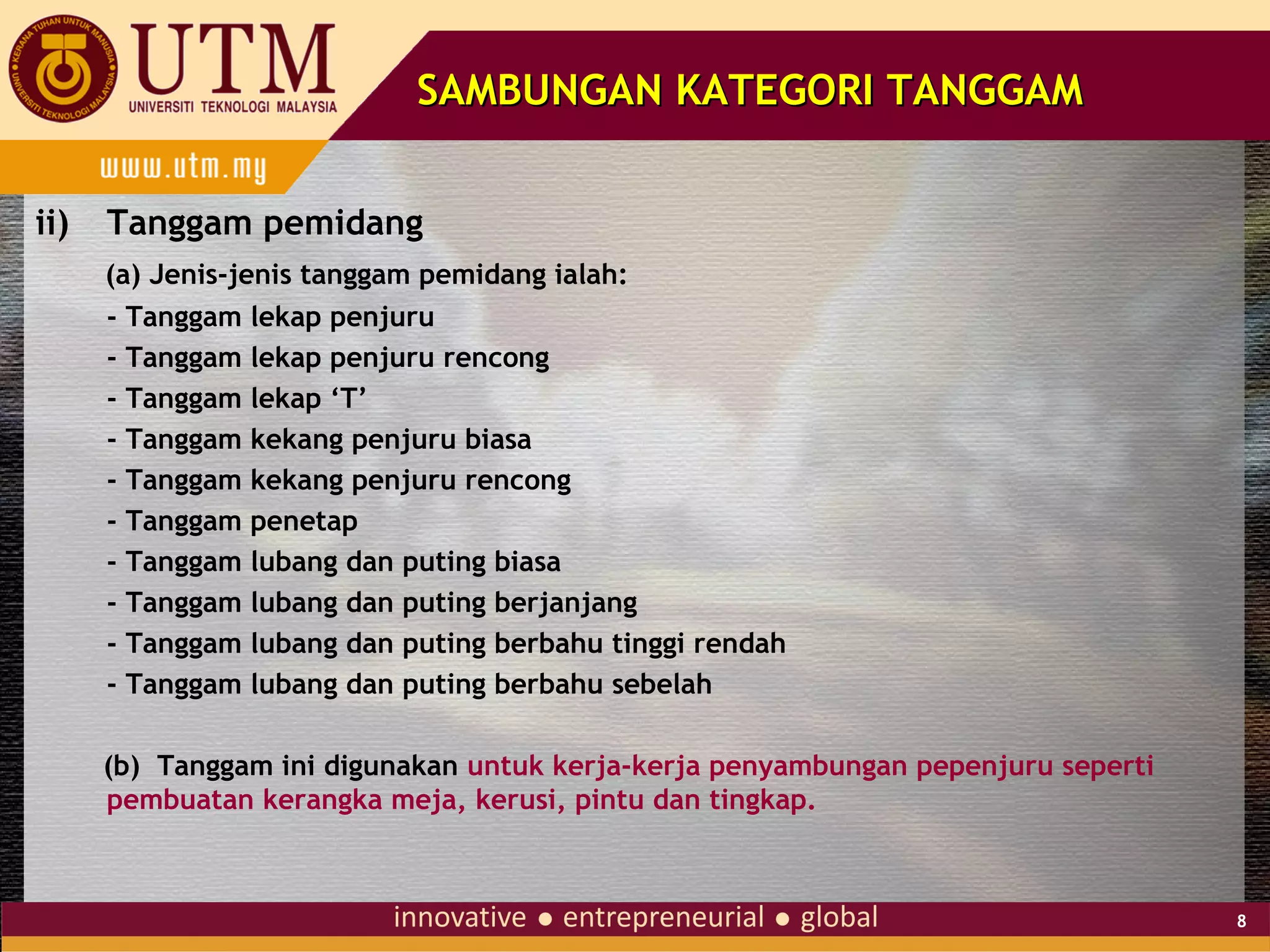 Tanggam tanggam dalam kerja kayu dan pembinaan bangunan | PPT