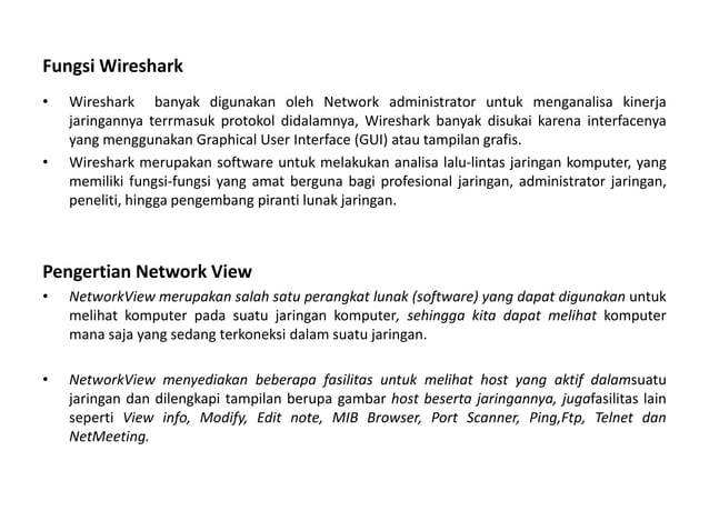 monitoring jaringan dengan networkview | PPTX