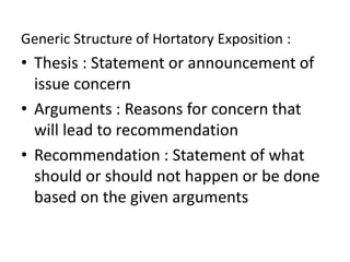 Slide of hortatory exposition text | PPTX