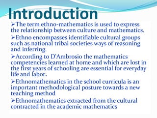 Ethnomathematics in School Curriculum | PPTX