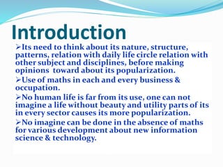 Issues in Popularization of mathematics Education | PPT