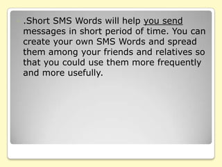 Slide of sms english | PPT