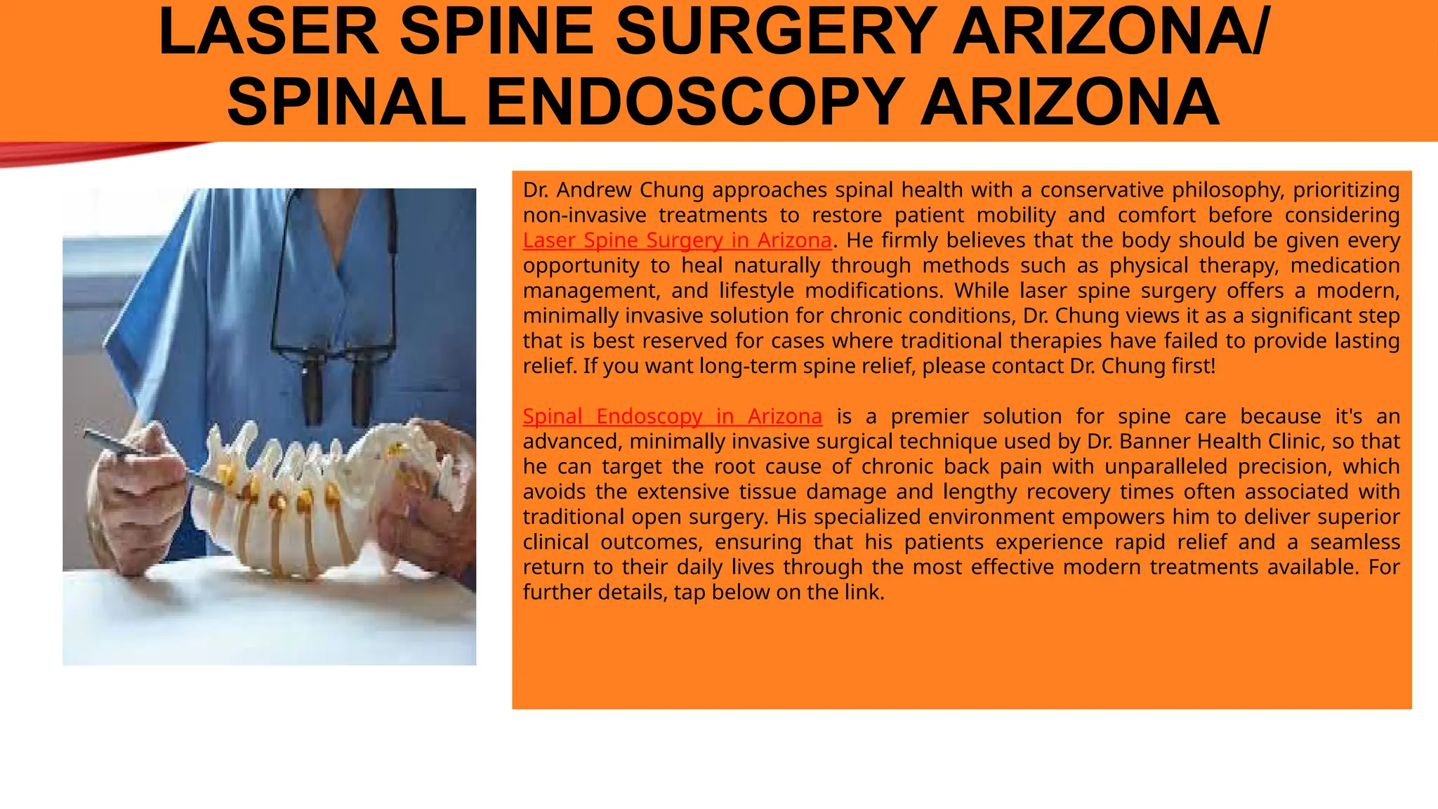 Dr. Andrew Chung offers Back Fusion treatment in Arizona as a vital ...