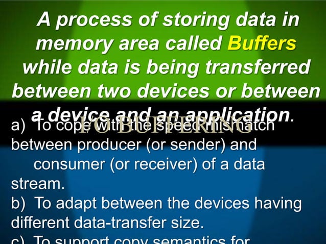 I/O Buffering | PPTX | Operating Systems | Computer Software and Applications