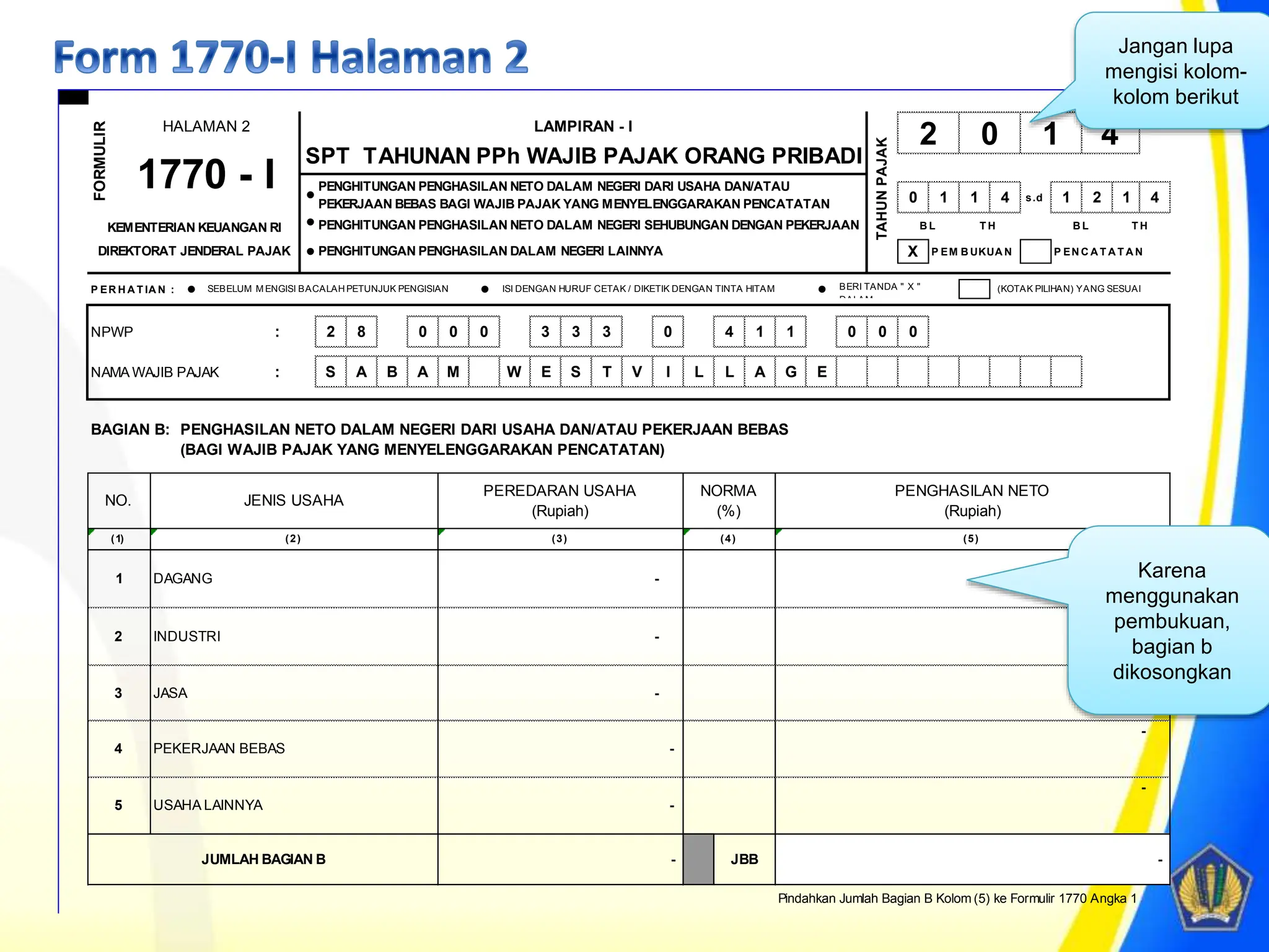 Slide Pengisian SPT Tahunan 2015 - OP 1770 Pembukuan.ppt