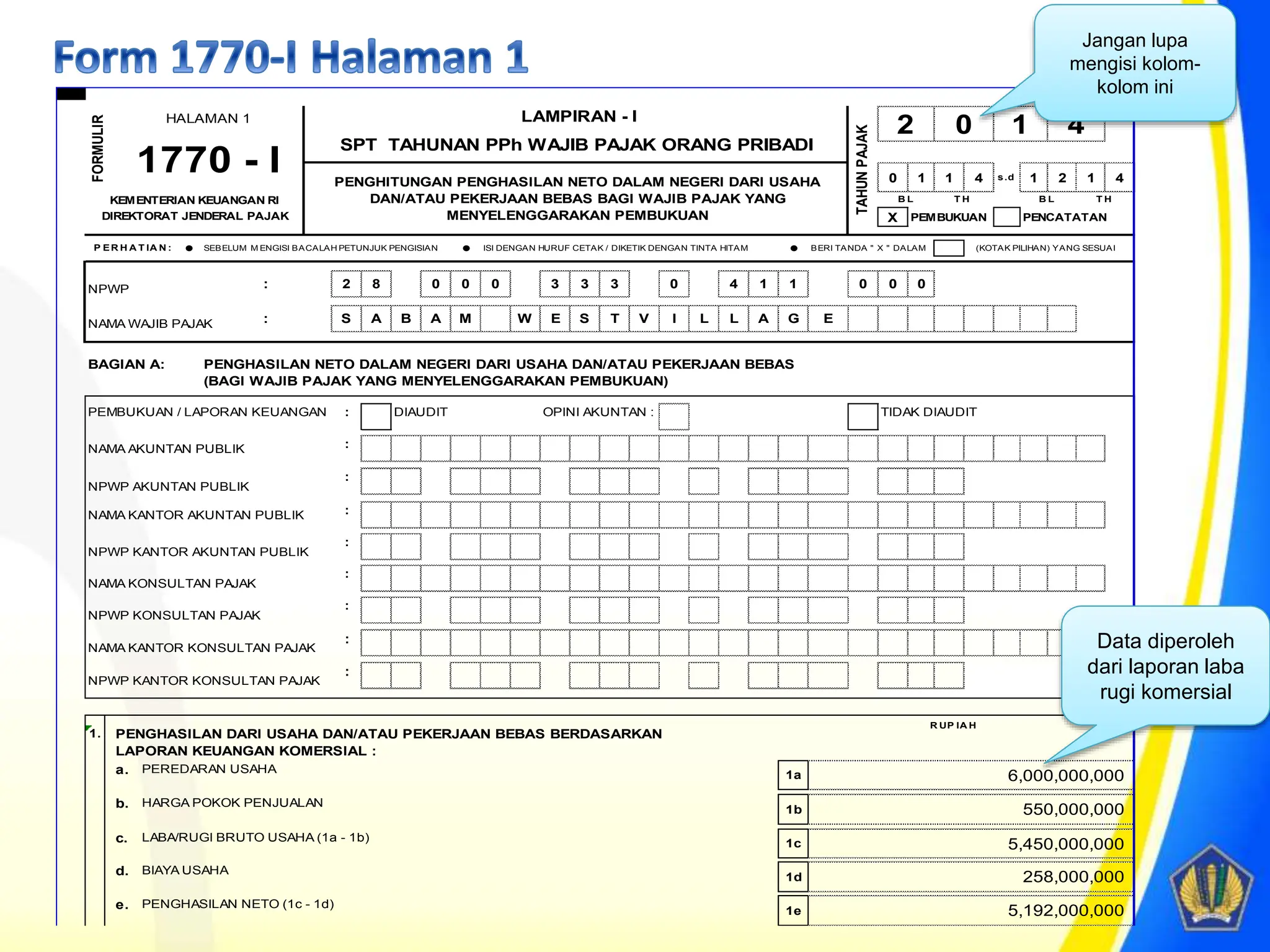 Slide Pengisian SPT Tahunan 2015 - OP 1770 Pembukuan.ppt