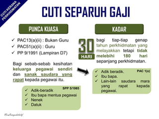 SLAID PENGURUSAN CUTI PENJAWAT AWAM KERAJAAN | PDF