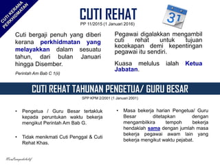 SLAID PENGURUSAN CUTI PENJAWAT AWAM KERAJAAN | PDF