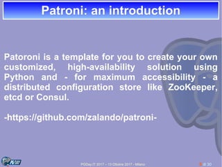 Patroni: PostgreSQL HA in the cloud | ODP
