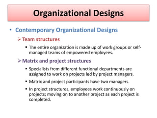 organizational structure and design in principle of management (chapter ...