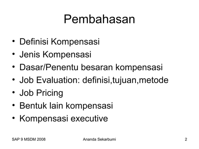 Slide presentasi msdm kompensasi dan balas jasa | PPT