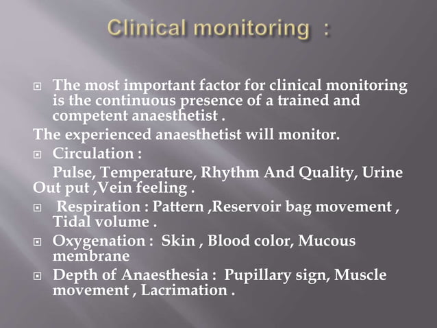 Monitoring system of anaesthesia | PPTX | First Aid | Injuries