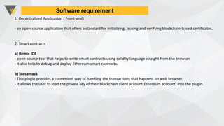 Digital Certificate Verification based on blockchain ethereum | PPTX