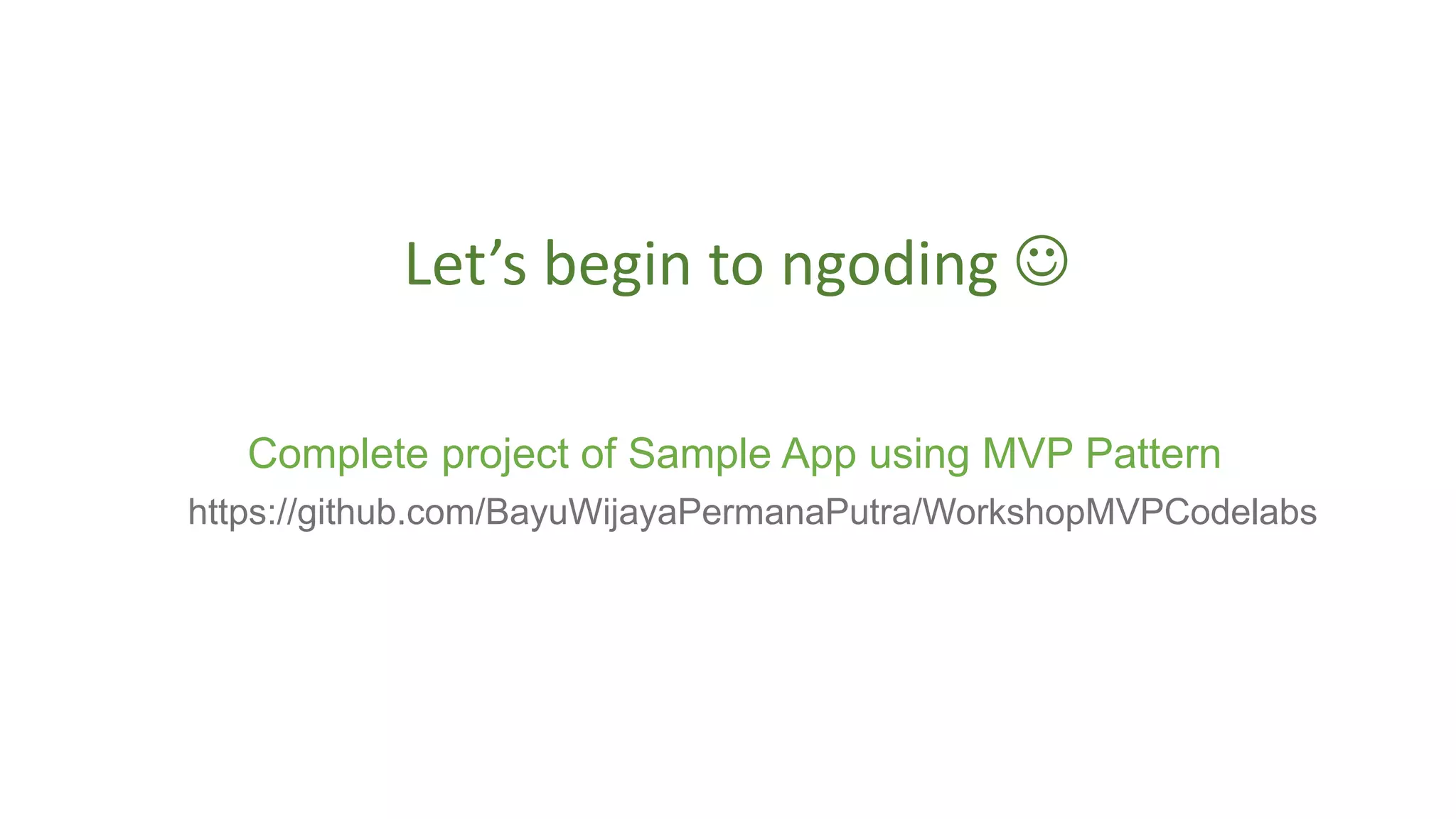 Slide Presentation of MVP Pattern Concept | PPTX | Computer Software and Applications | Computing
