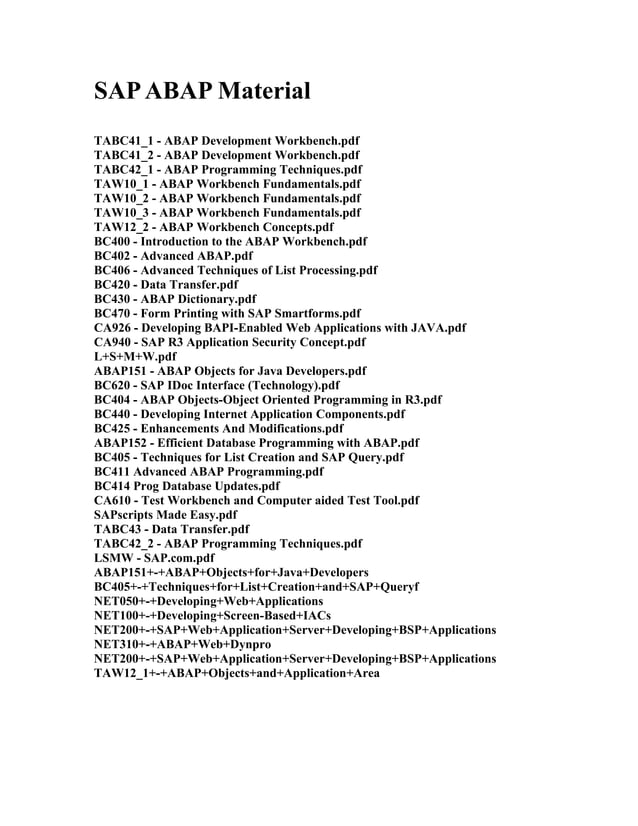 SAP ABAP Material | PDF SAP ABAP Material | PDF