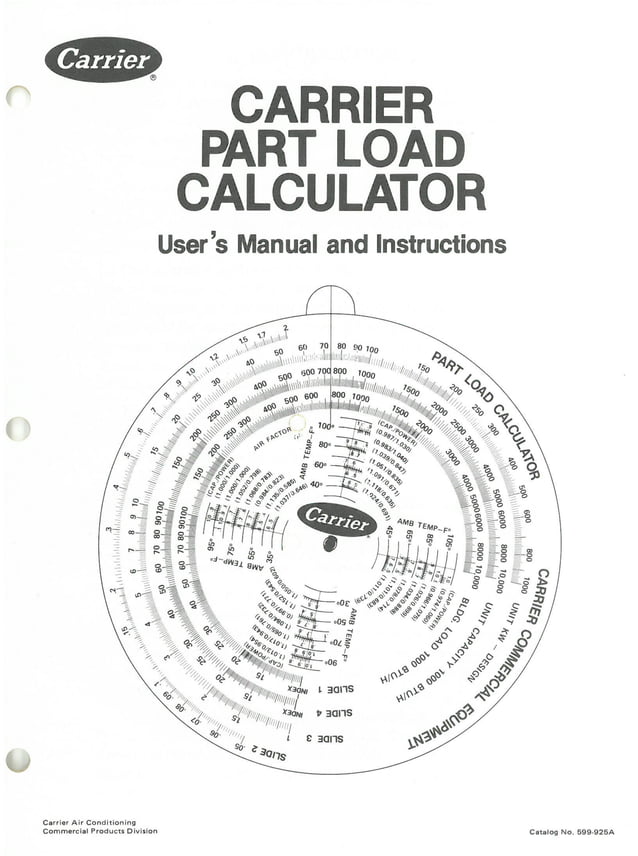 Slide rule part1 carrier part load calculator user manual and ...