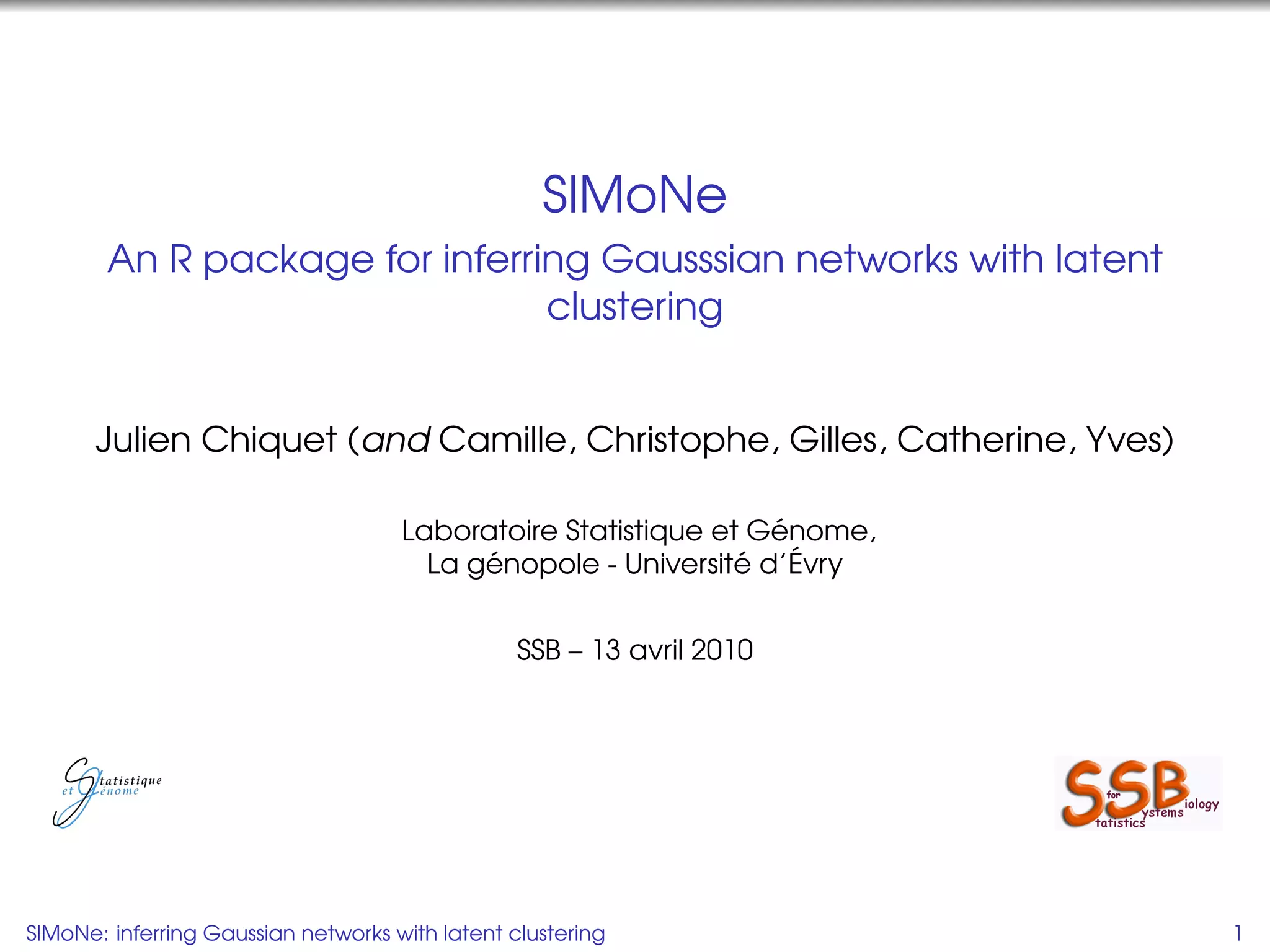 SIMoNe: Statistical Iference for MOdular NEtworks | PDF