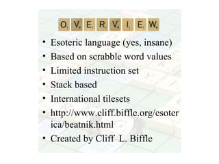 Scrabbling Code - Beatnik - YAPC::Eu::2003 | PPT | Programming ...